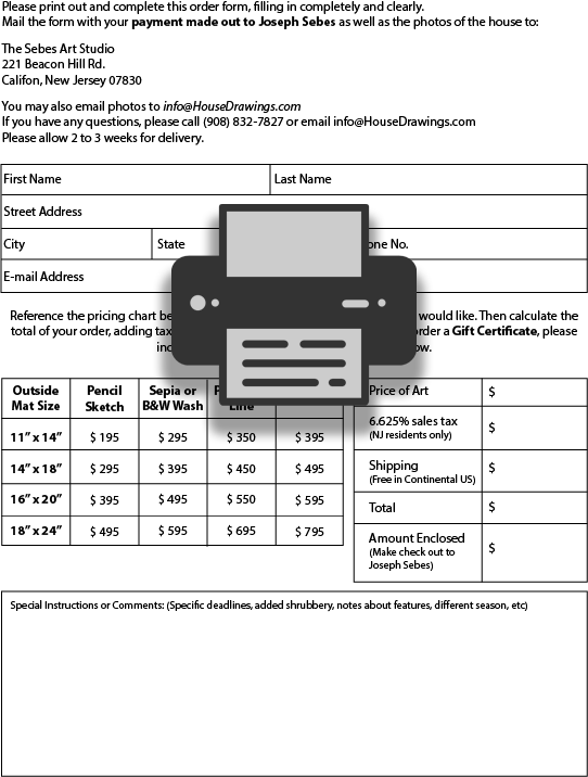 Order Form – House Portraits by Sebes